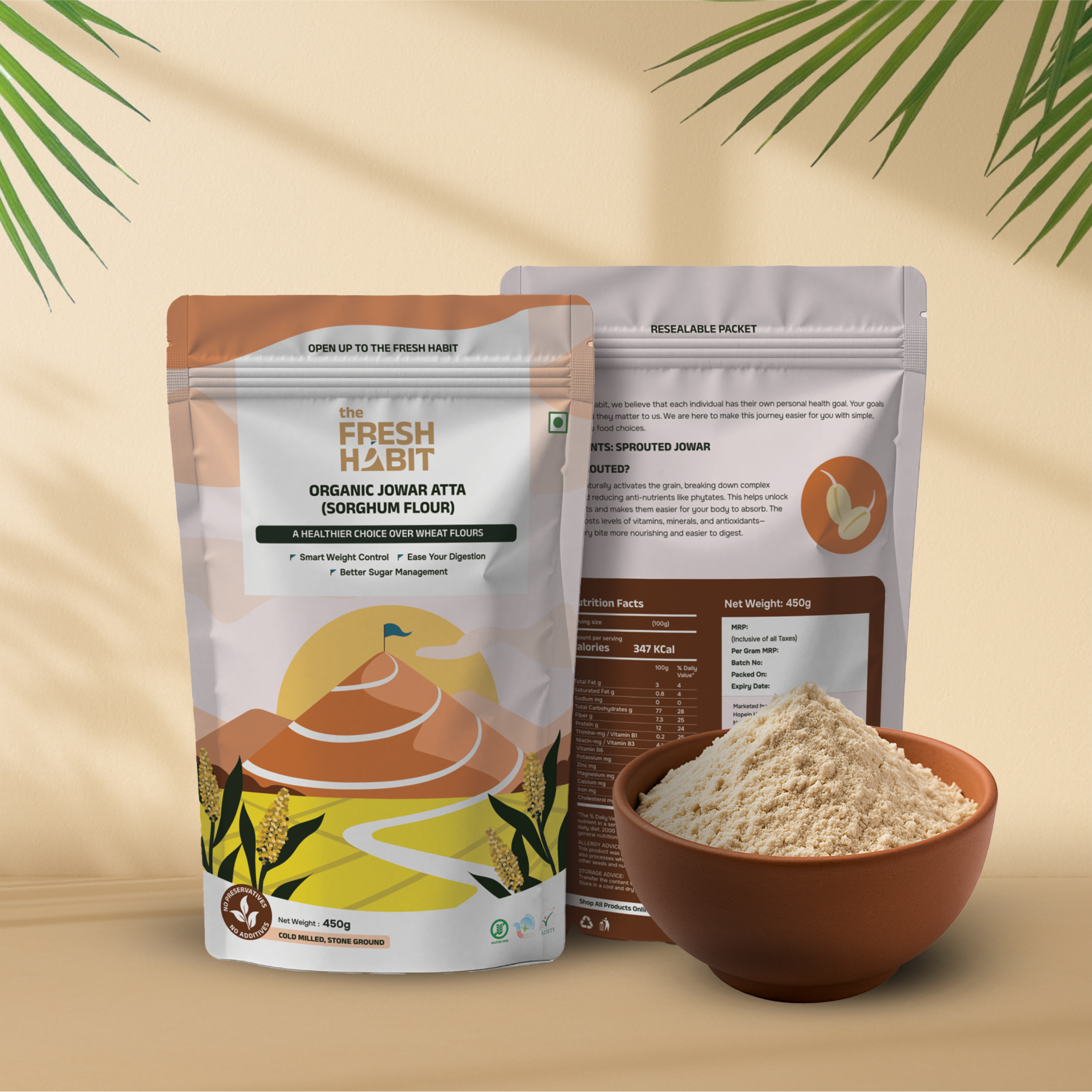 Organic Jowar Atta (Sorghum Flour) 450g – The Fresh Habit